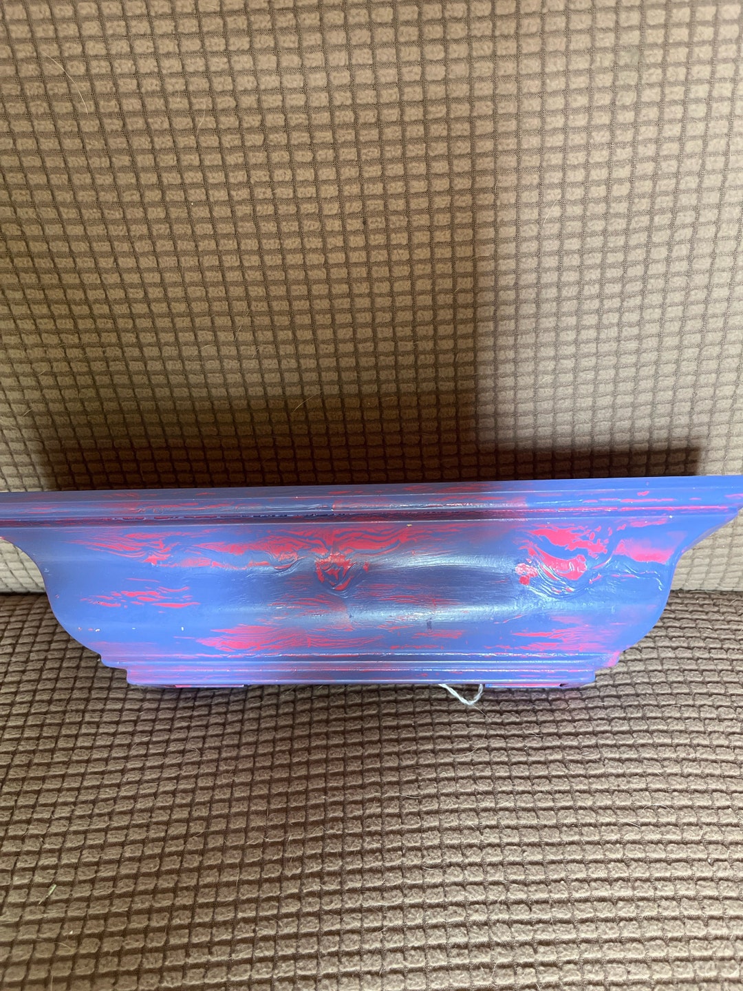12” Slated Wood Shelf, Shabby Chic, Hand Painted, Distressed Pink ...