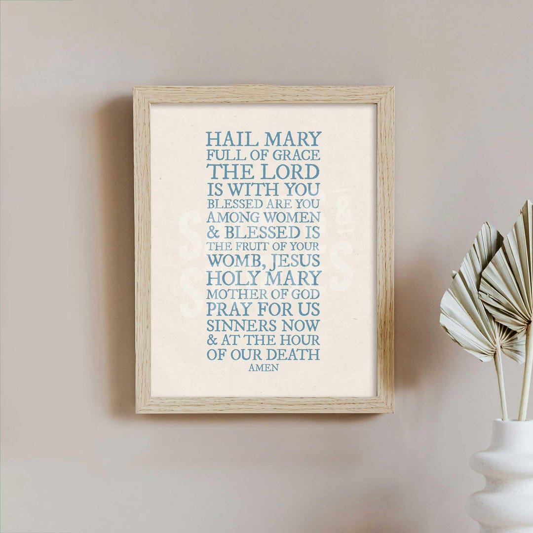 Hail Mary Prayer Poster – Digital Download, Printable Catholic Art ...
