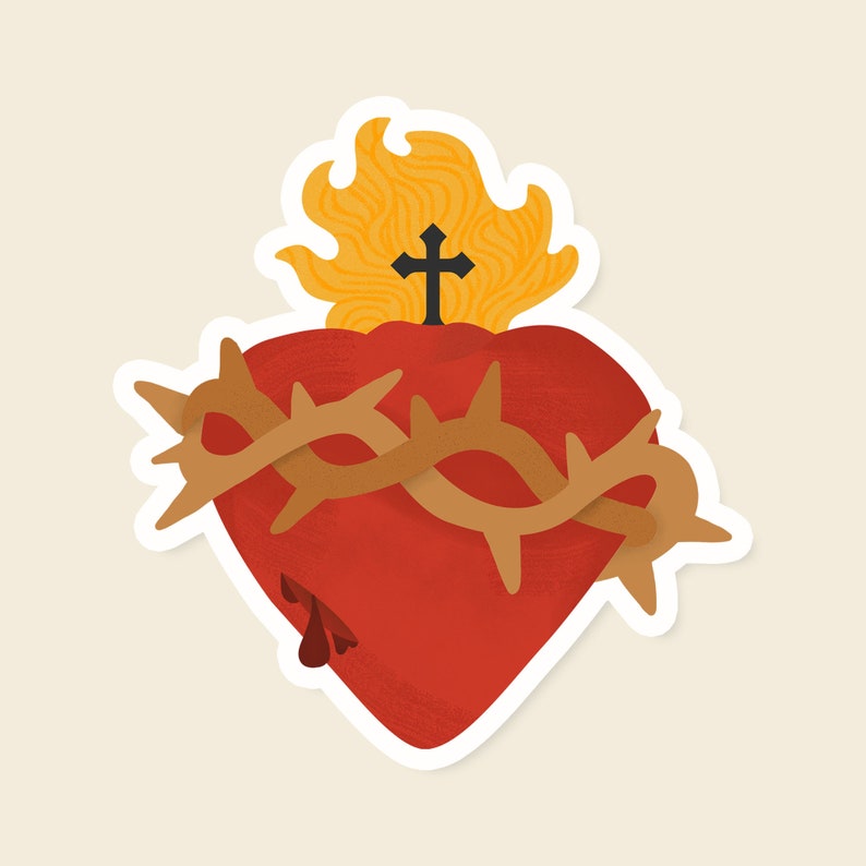 Sacred Heart Sticker Catholic Sticker - Etsy