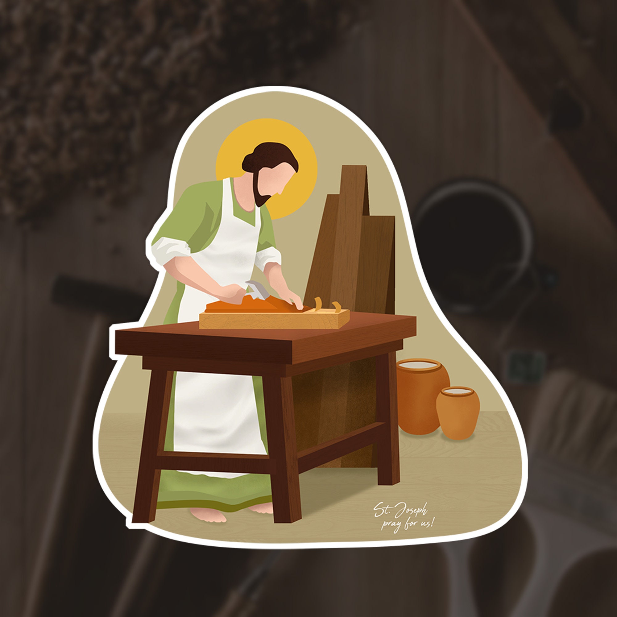 Animated Jesus As Carpenter