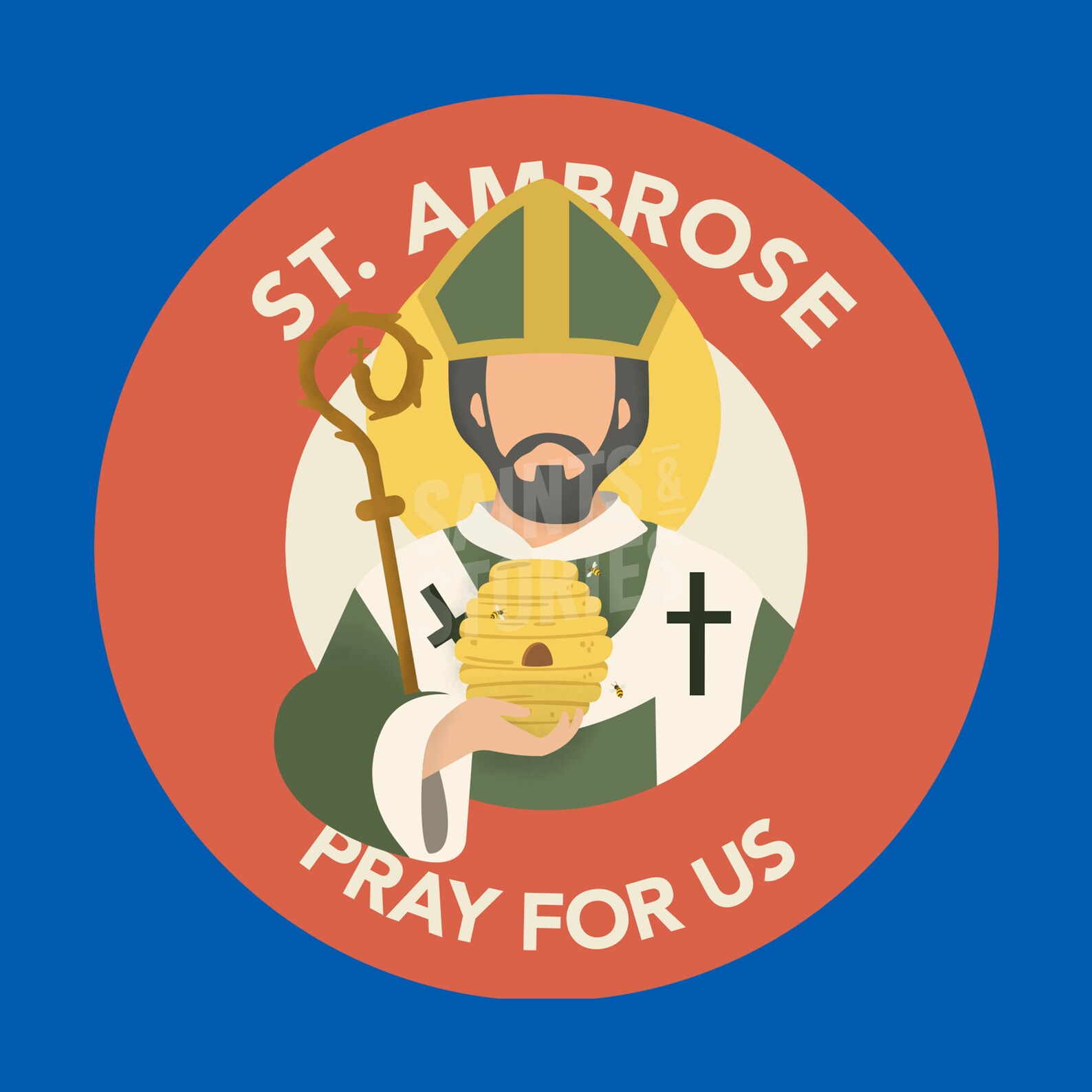 Saint Ambrose - Patron of Bees, Catholic Vinyl Sticker, Inspirational ...