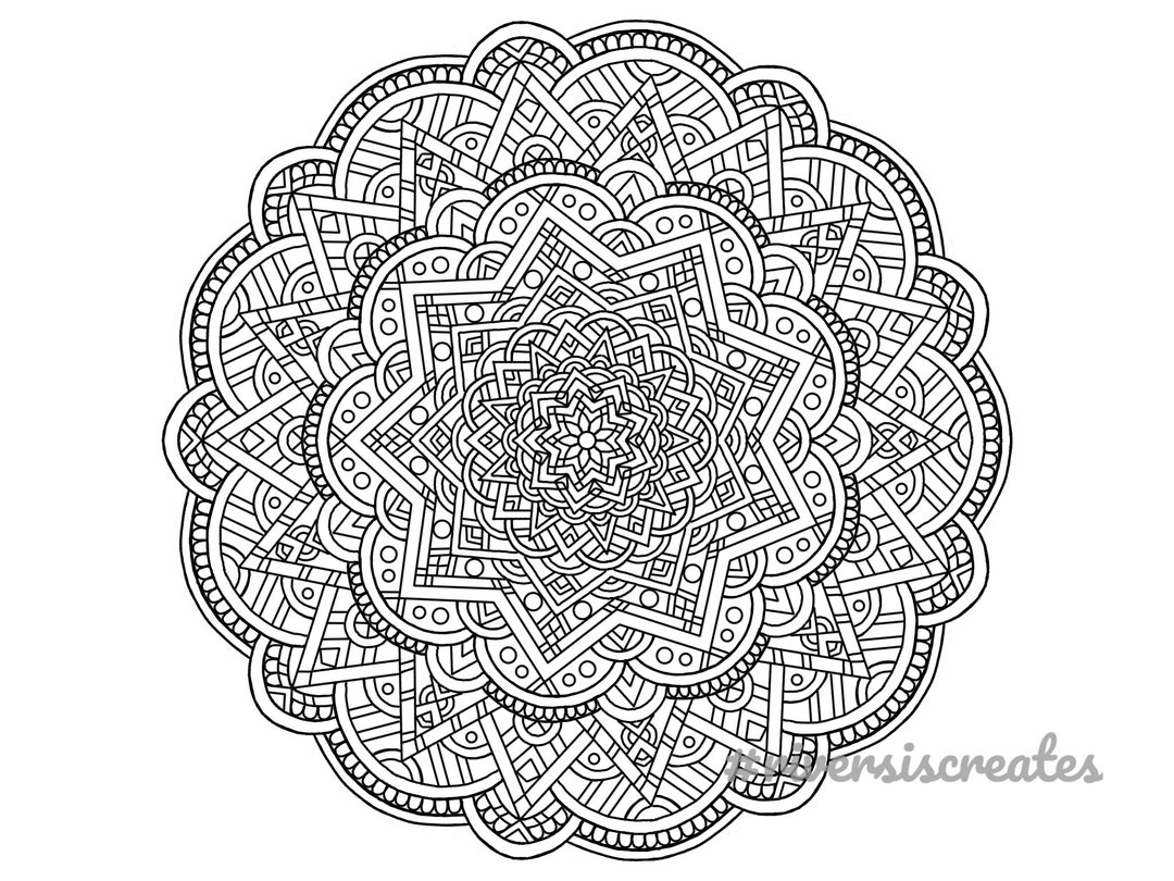 Star Flower Mandala Printable Coloring Page - Etsy