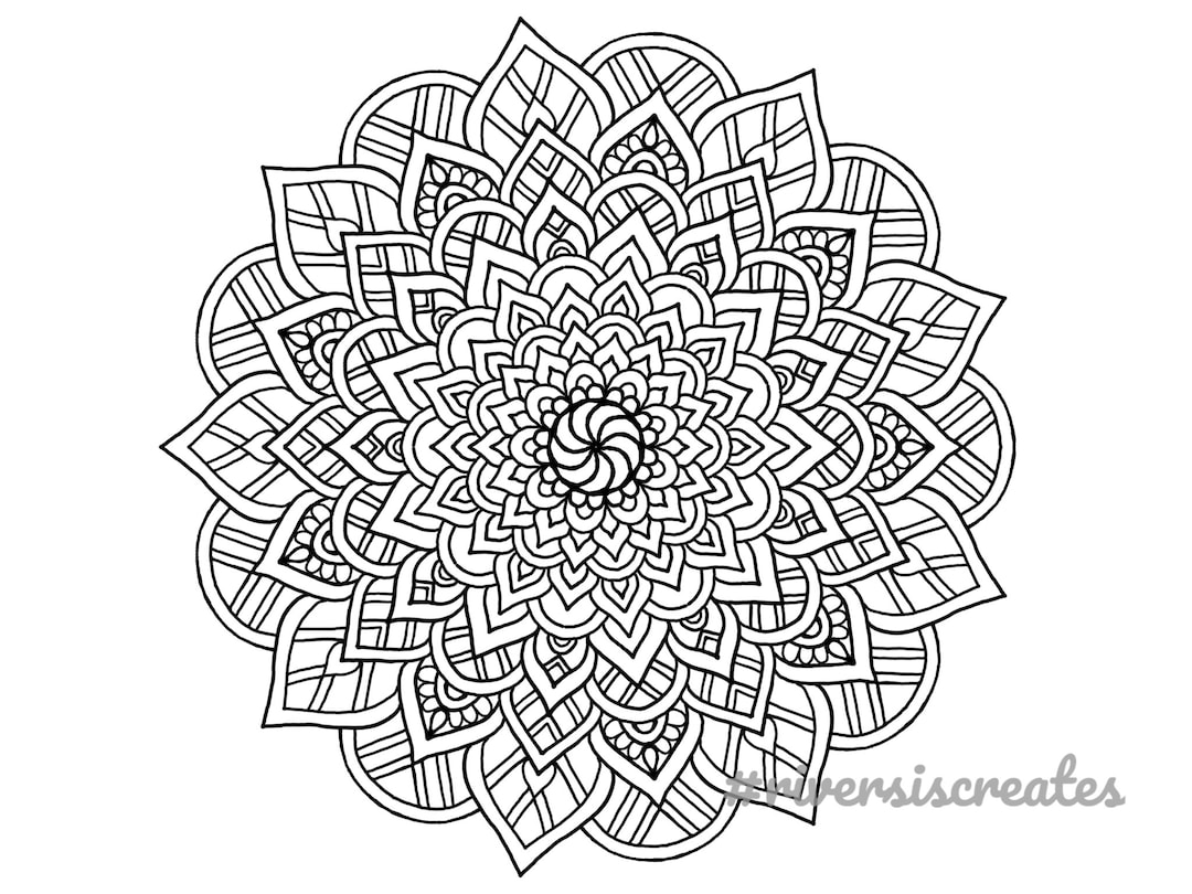 Water Lily Mandala Printable Coloring Page - Etsy