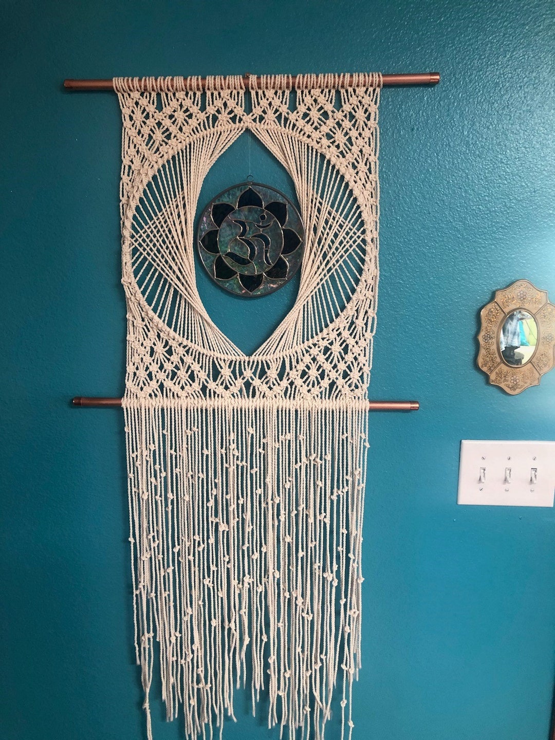 Solid Blush on Copper Dowel. Custom, Handmade Organic Macramé Wall ...