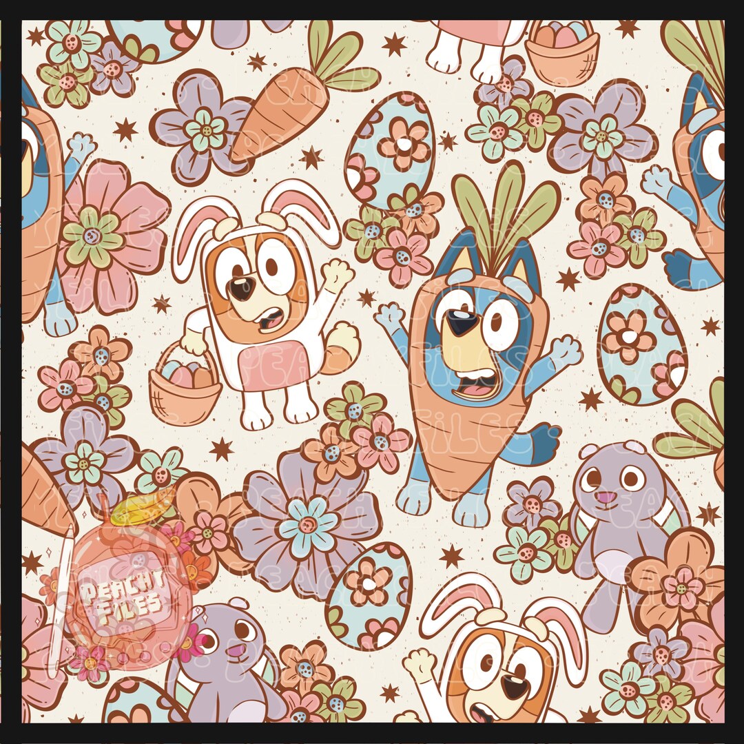 Blue Heeler Easter Seamless File | Ivory - Etsy