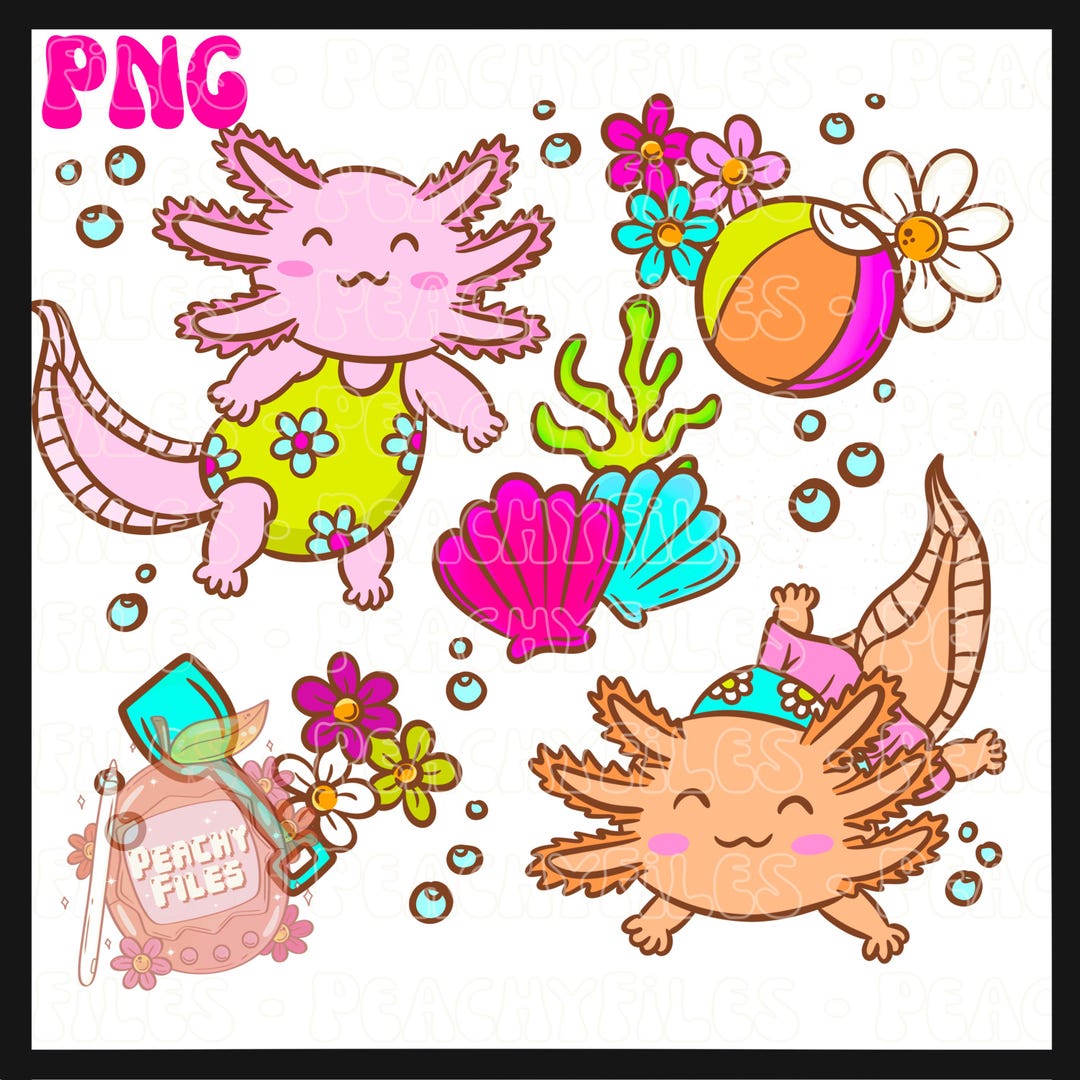 Summer Axolotls | Matching PNG - Etsy