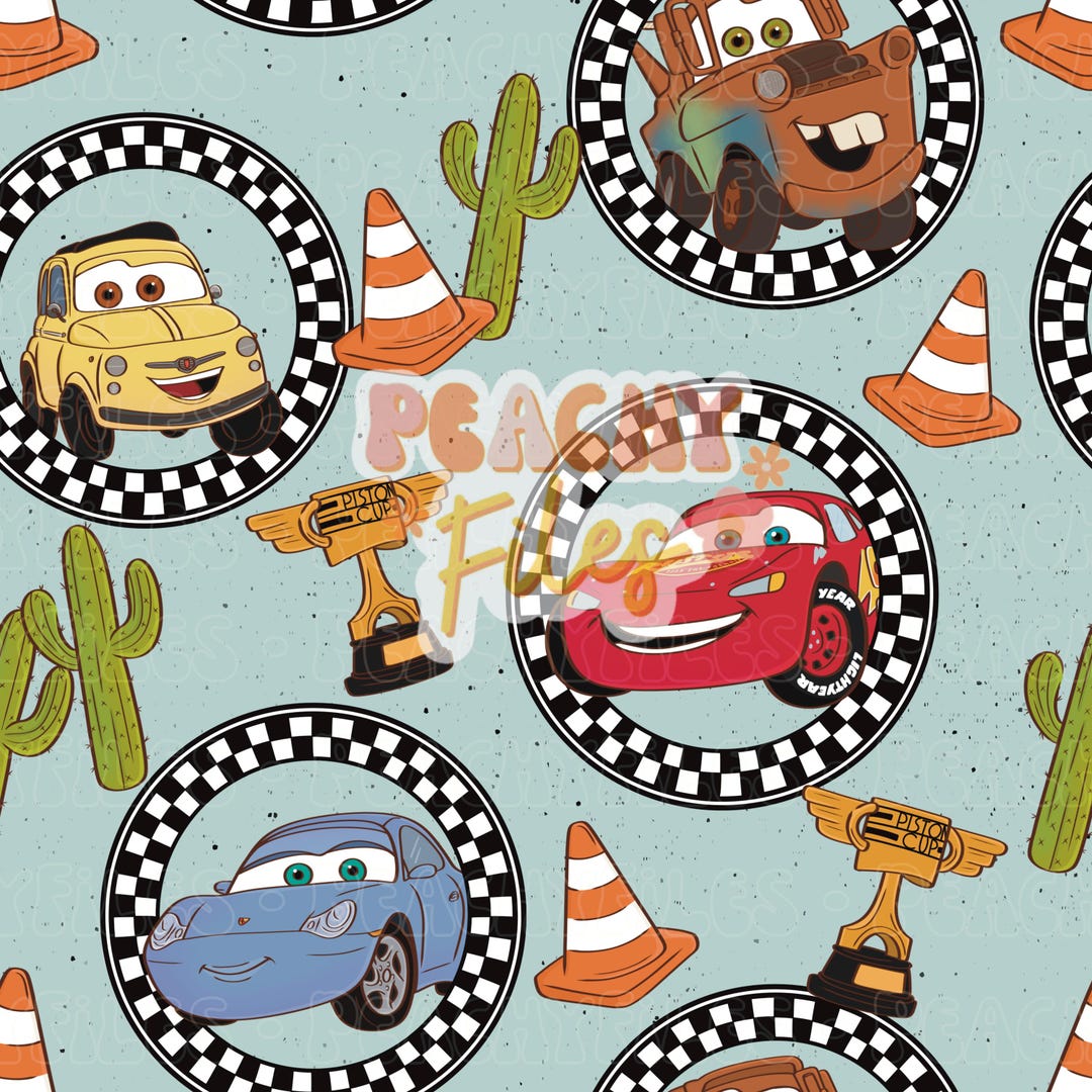 Red Fast Car and Friends Seamless File | Blue - Etsy