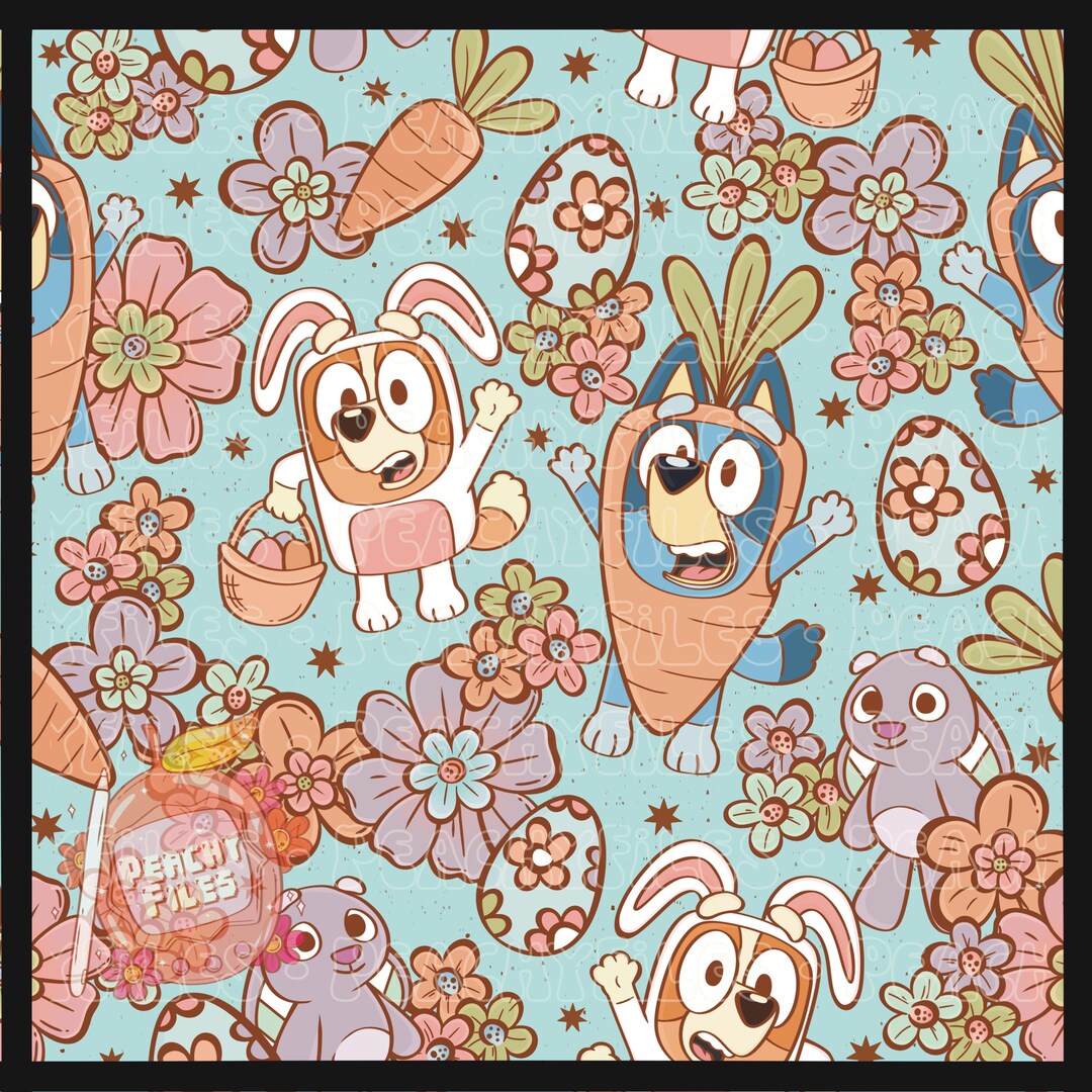 Blue Heeler Easter Seamless File | Blue - Etsy
