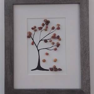Fall Tree Pebble Art Picture Frame: Autumn Wall Hanging - Etsy