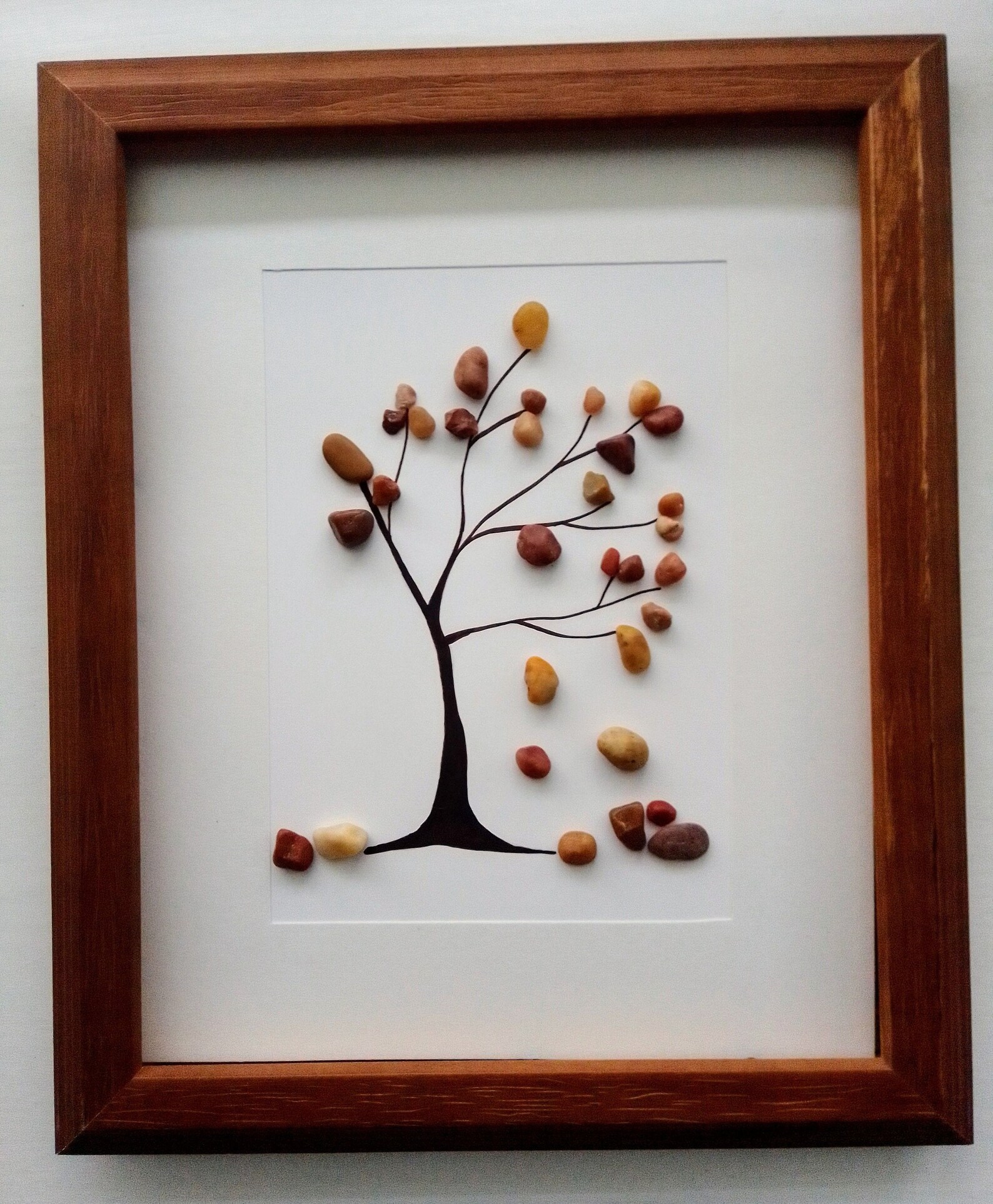 Fall Tree Pebble Art Picture Frame Falling Leaves Autumn - Etsy