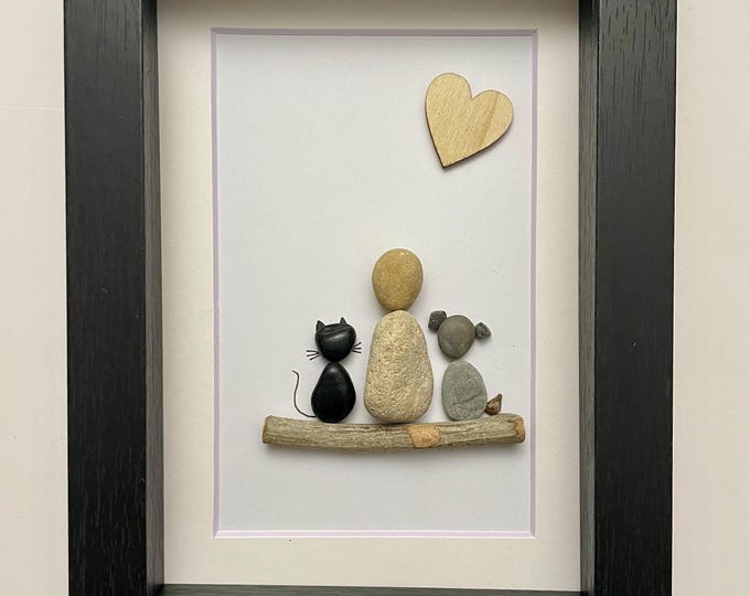 Personalized Pebble Art Pet Portrait - Custom Cat & Dog Mom Gift - Etsy