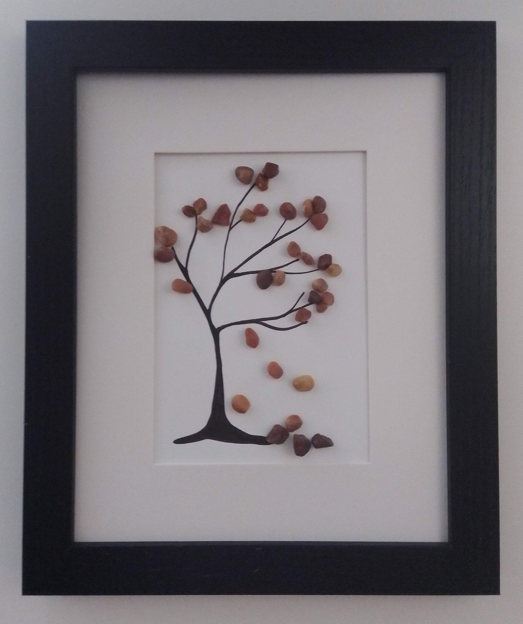 Fall Tree Pebble Art Picture Frame: Autumn Wall Hanging - Etsy