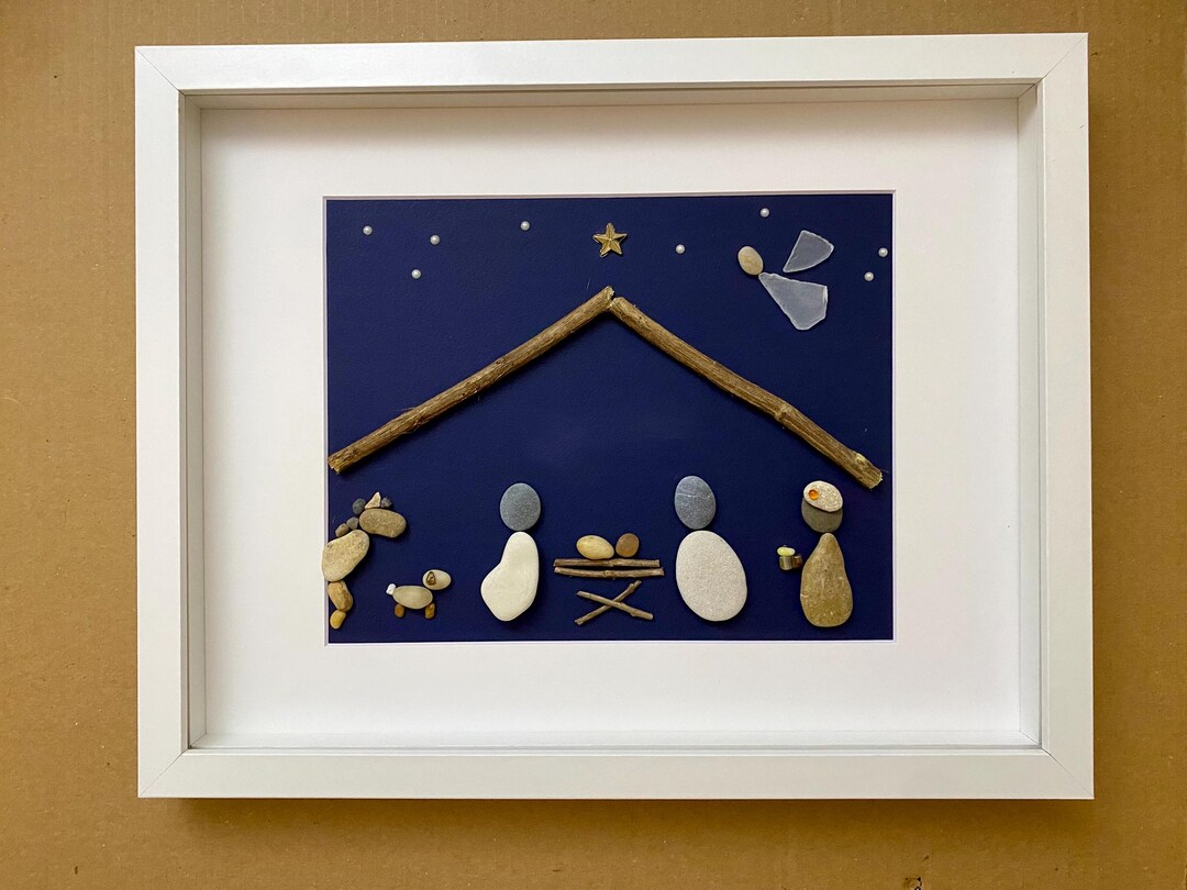 Nativity Pebble Art 11x14 Frame: Holiday Decor - Etsy UK