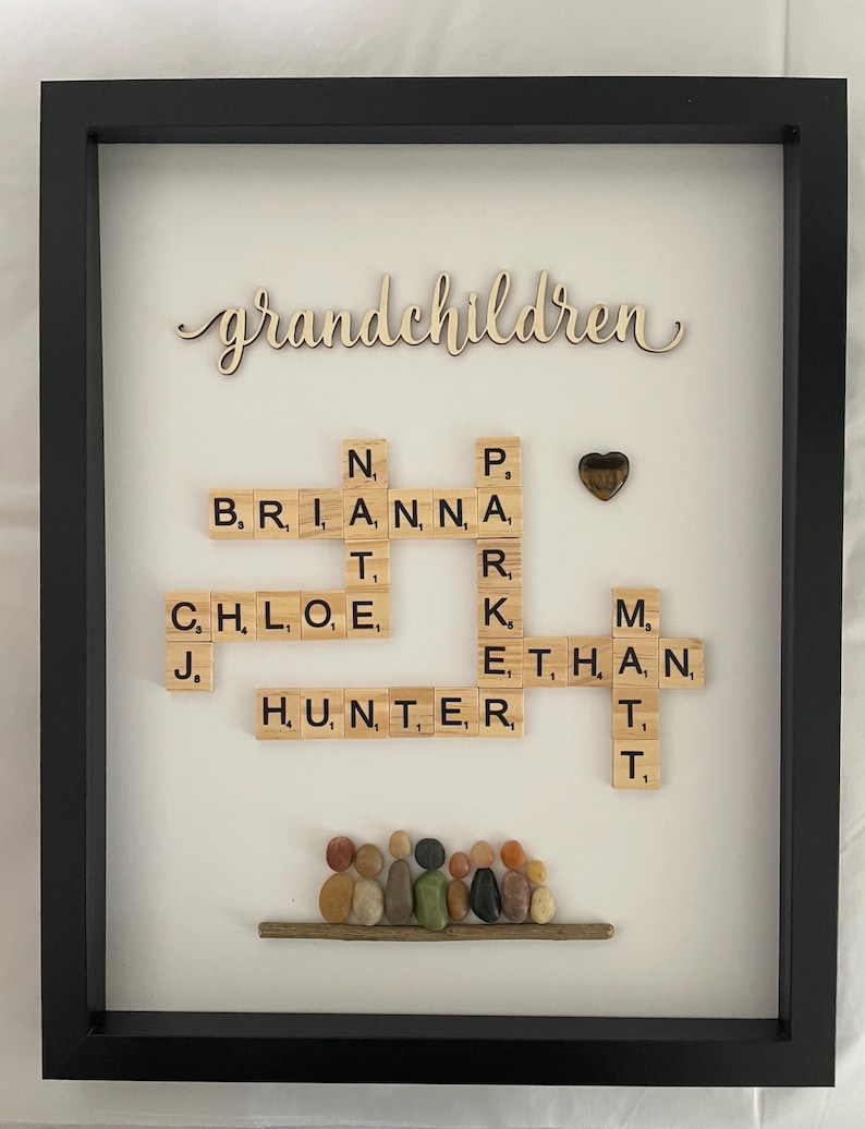 Scrabble Grandchildren Pebble Art 11x14, Framed - Etsy