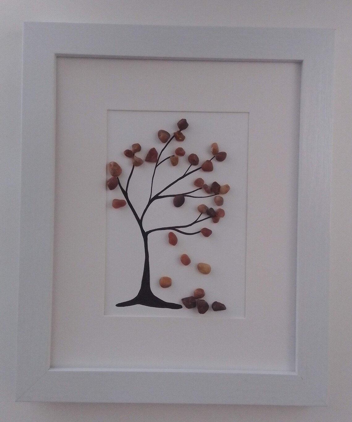 Fall Tree Pebble Art Picture Frame Falling Leaves Autumn - Etsy