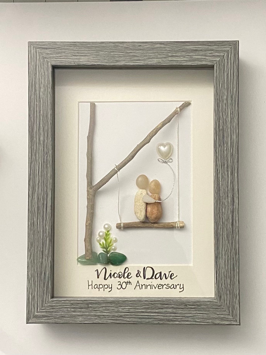 Personalized 30th Anniversary Pebble Art - Stone Family Portrait - Etsy