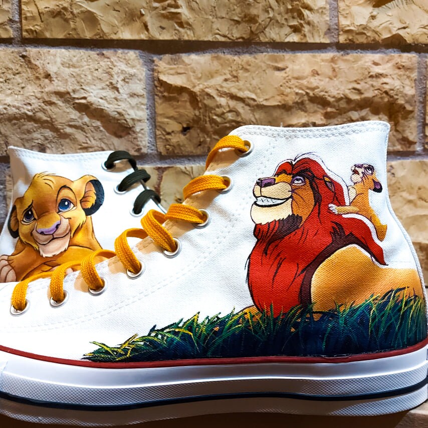 Custom /handpainted Lion King Converse-all Star Shoes/ Simba & Mufasa ...