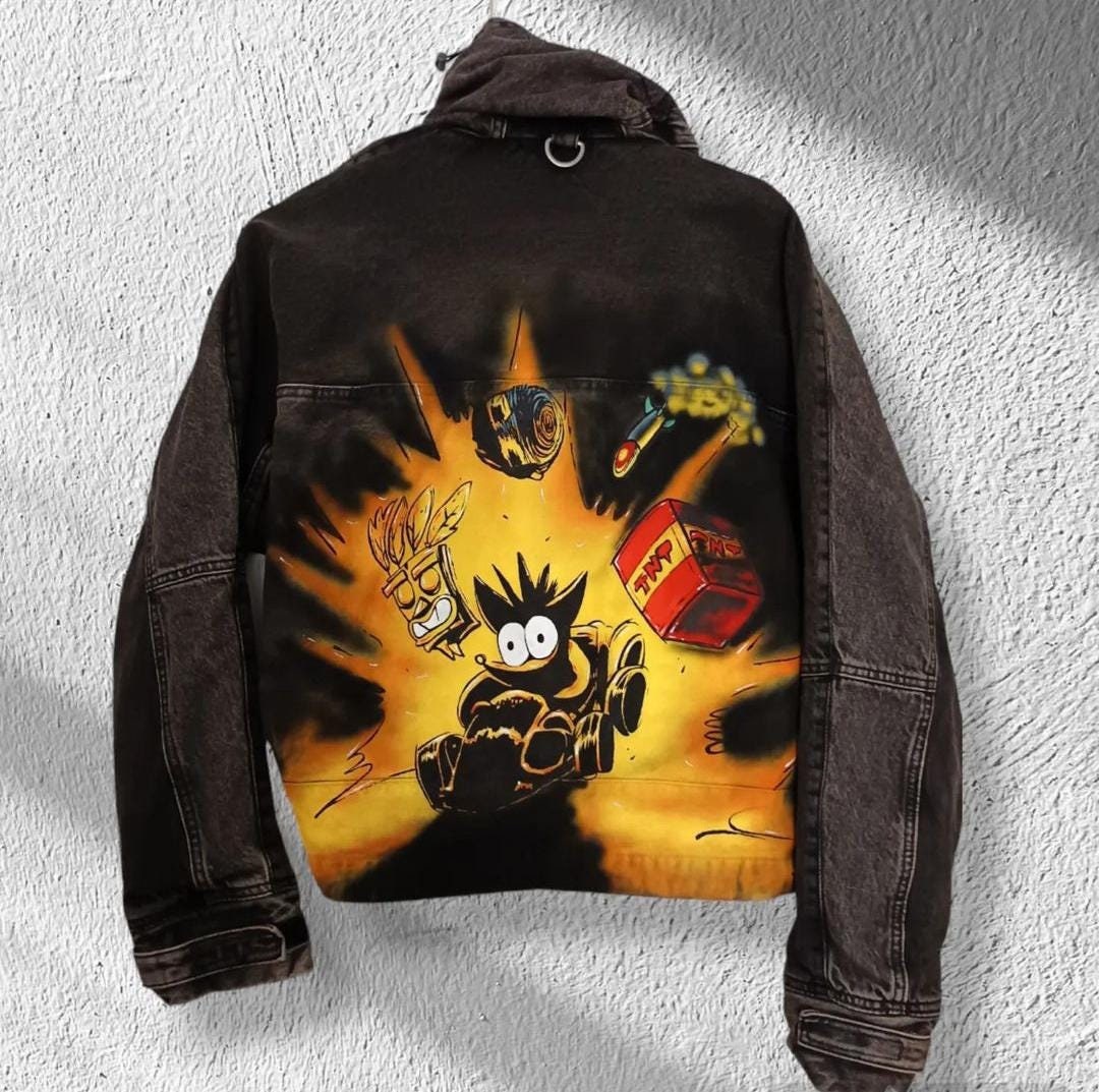 Crash Bandicoot Themed Handpainted/ Airbrushed Denim Jacket. Free ...