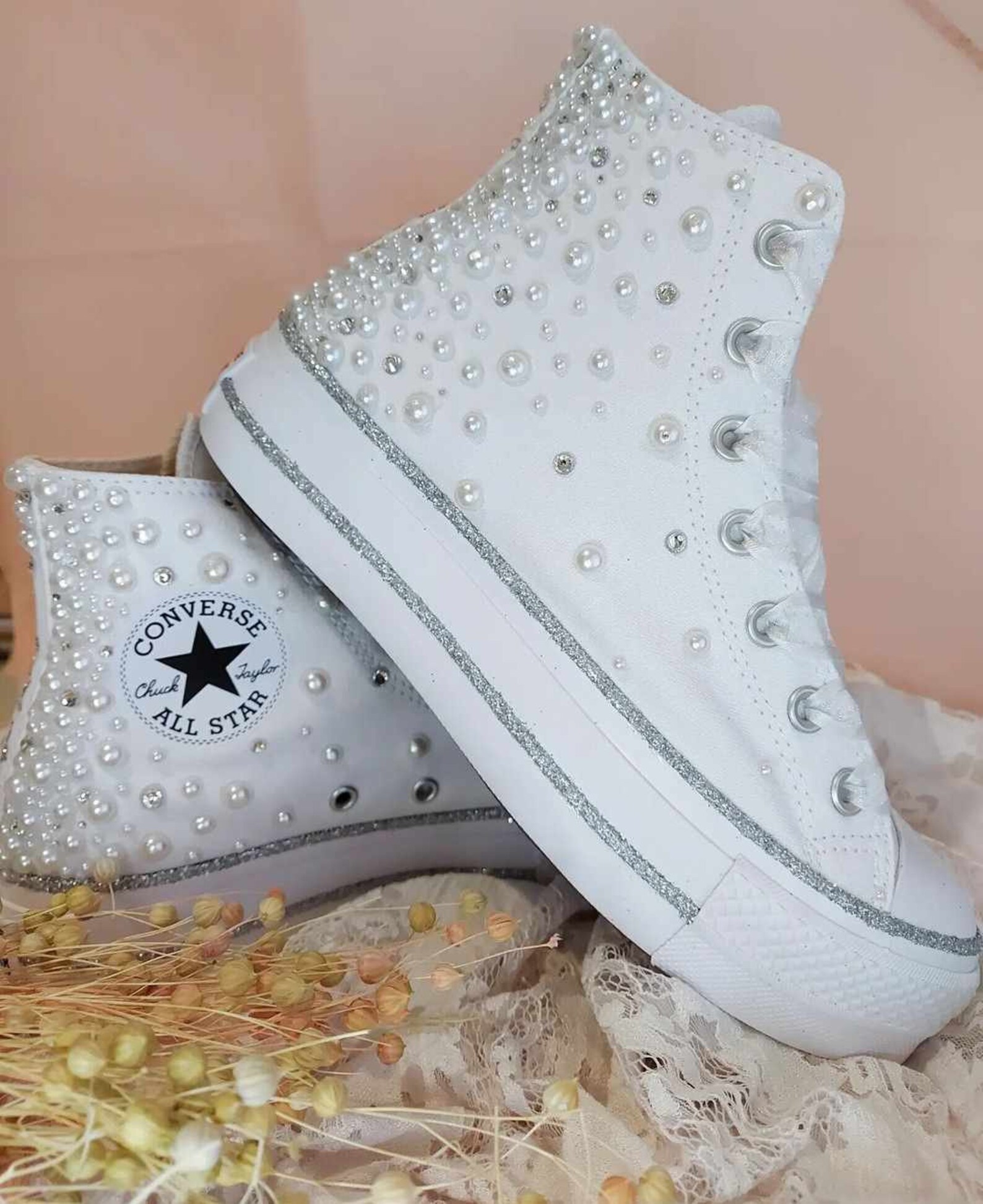 Custom Wedding Bride's All Star-converse.decorated With AAA Quality ...