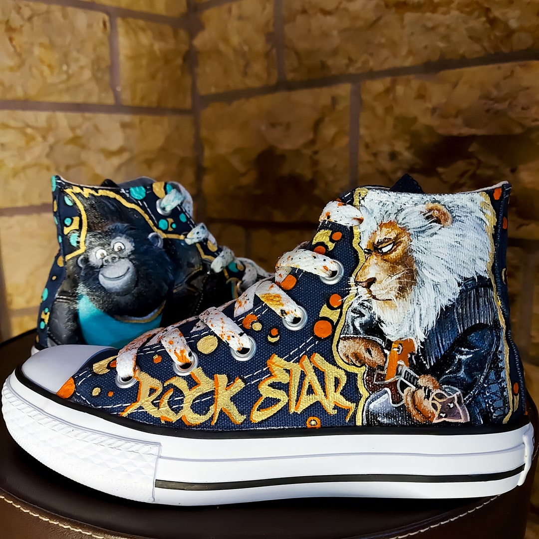 Custom /handpainted "sing 2" Johnny & Clay Calloway (lion )converse-all ...