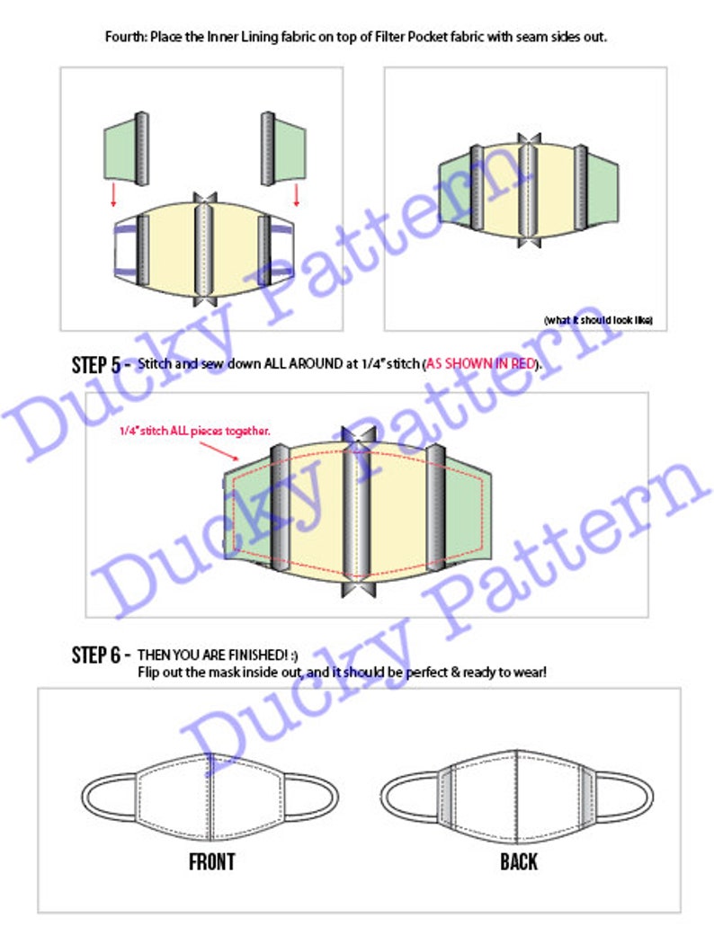 Face Mask Sewing Pattern, Full Coverage Face Mask With Filter Pocket ...