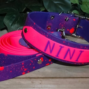 Custom Name Splatter Paint - Biothane Dog Collar - Two-tone 1.5 in ...