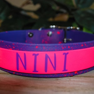 Custom Name Splatter Paint - Biothane Dog Collar - Two-tone 1.5 in ...