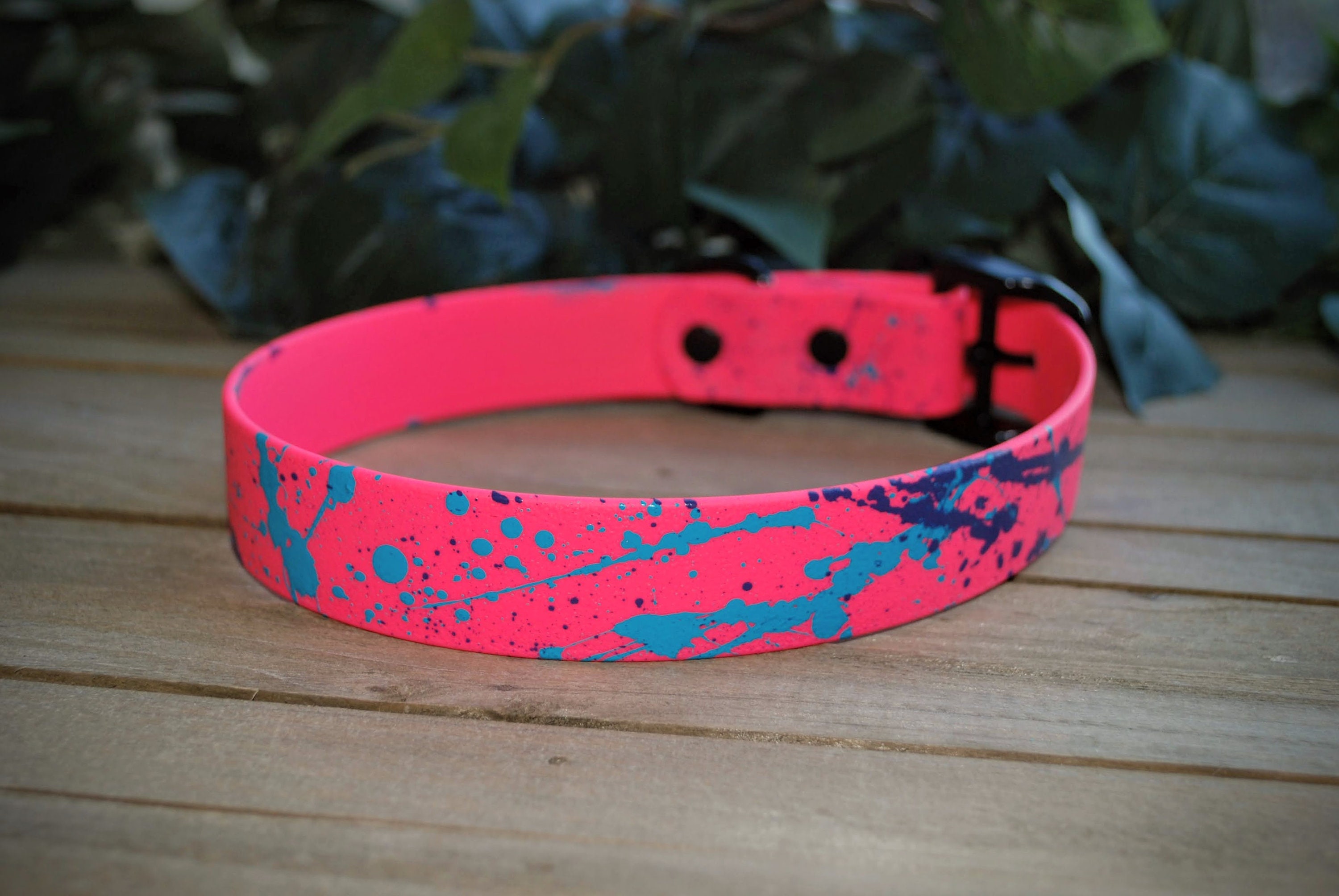 Splatter Painted Biothane Dog Collar - Waterproof, Vegan Leather ...