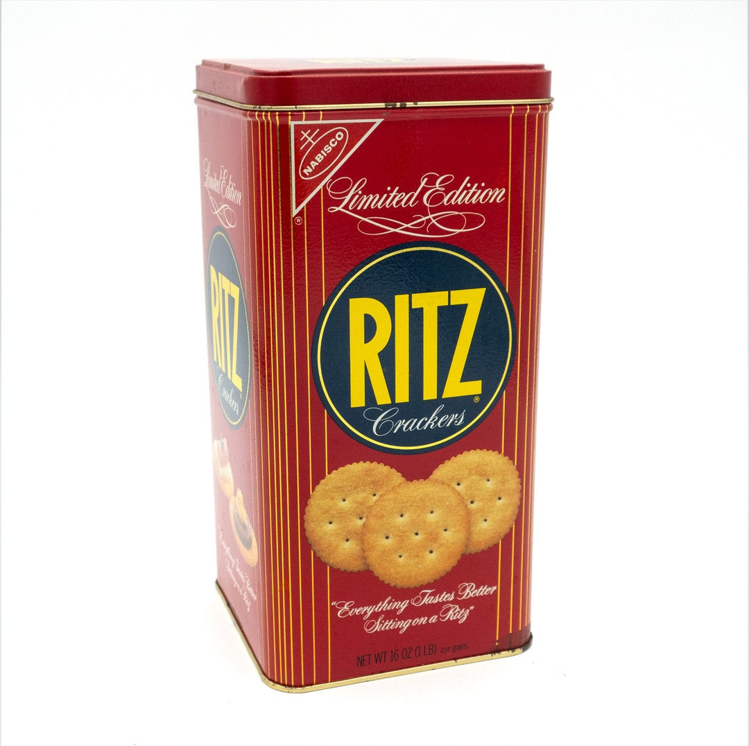 Nabisco RITZ CRACKERS Collectible Tall Rectangular Tin With Lid 4.5 X 4 ...