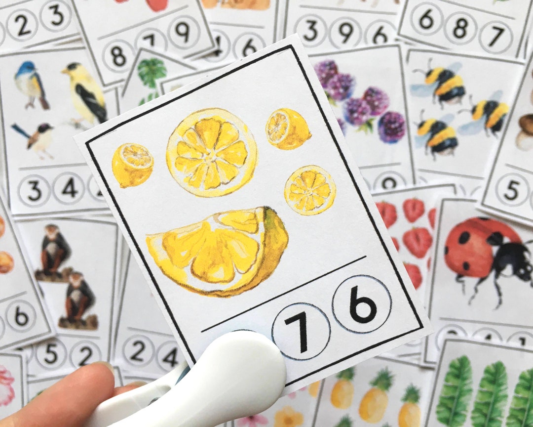 Count and Clip Cards Nature, Counting Activity 1-10, Homeschool ...