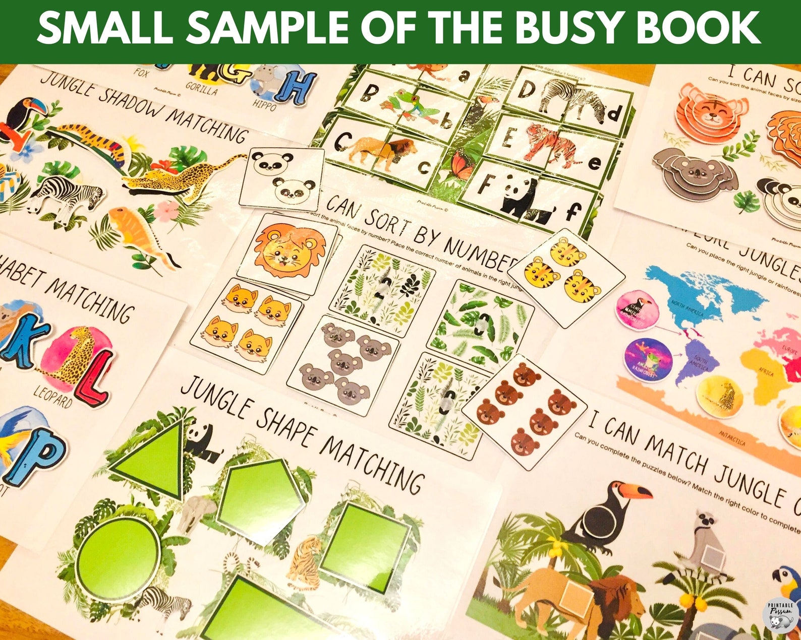 Jungle Animal Busy Book, Busy Book Printable, Printable Busy Book ...