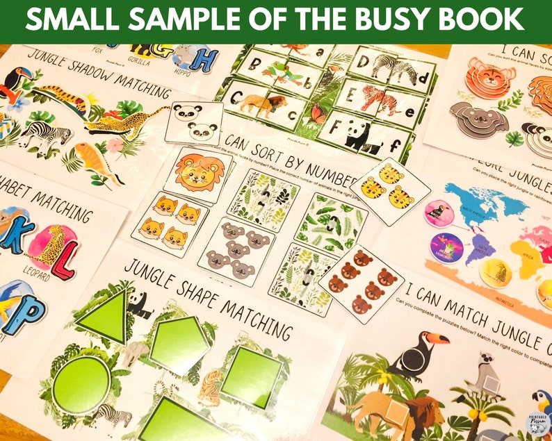 Jungle Animal Busy Book, Busy Book Printable, Printable Busy Book ...