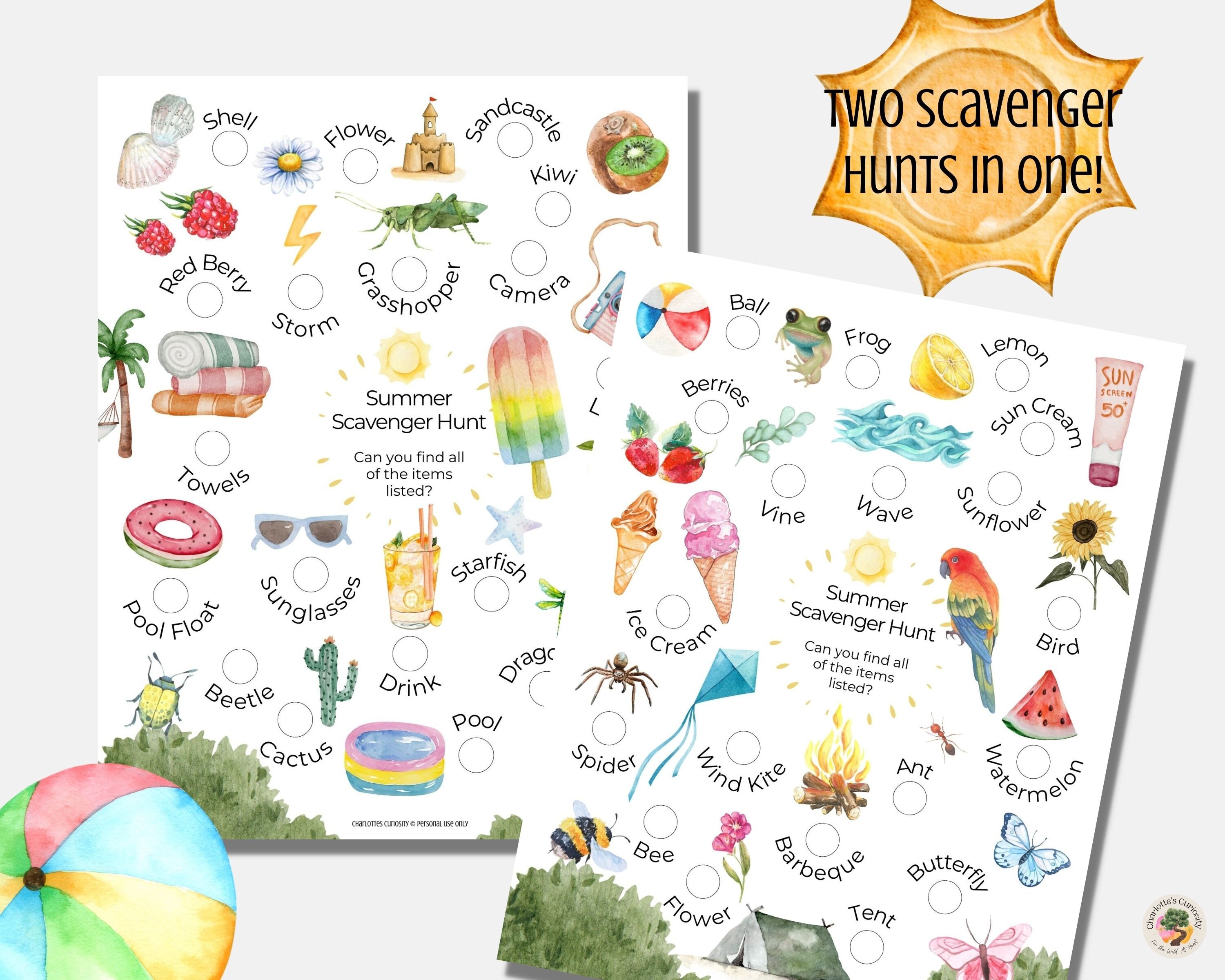 Summer Scavenger Hunt, Printable Outdoor Scavenger Hunt, Summer ...
