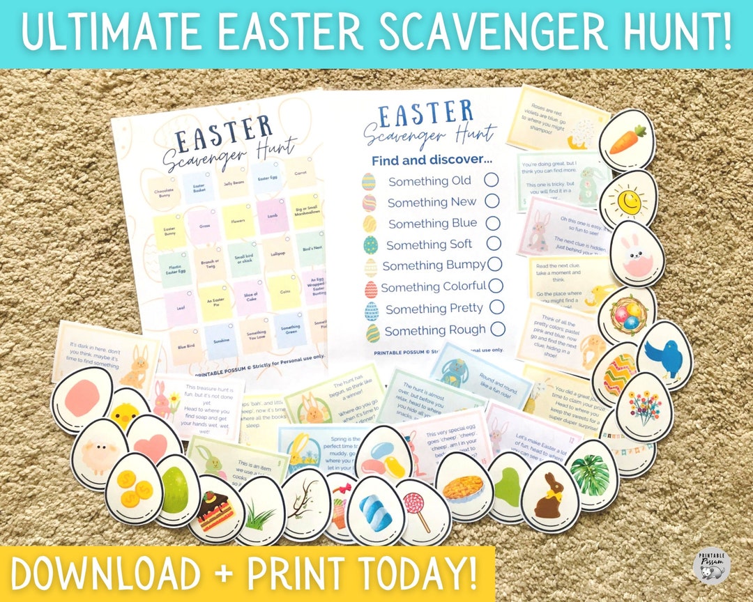Easter Scavenger Hunt, Easter Egg Hunt Clues, Easter Treasure Hunt ...
