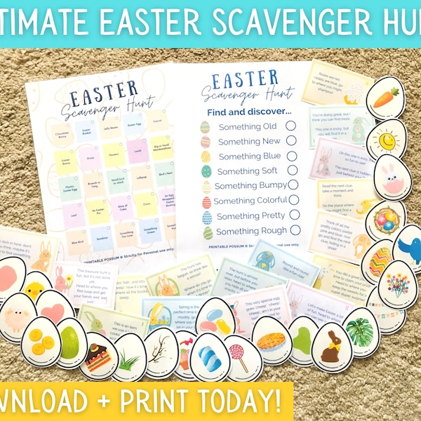 Rhyming Easter Scavenger Hunt Clues, Easter Egg Hunt Clues, Children ...