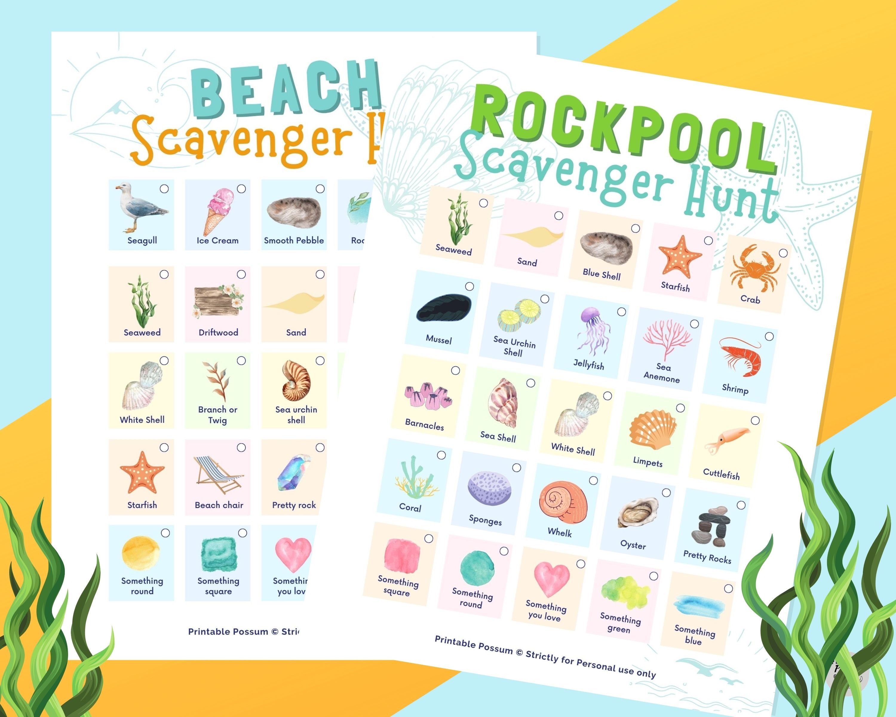 Beach Scavenger Hunt Beach Treasure Hunt for Kids Outdoor | Etsy