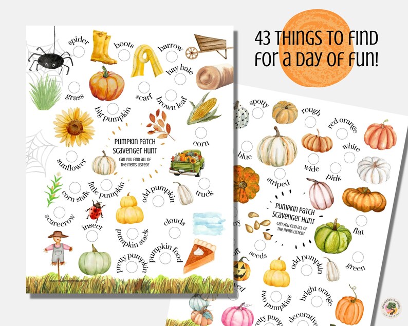 Pumpkin Patch Scavenger Hunt for Kids, Printable Fall Scavenger Hunt ...