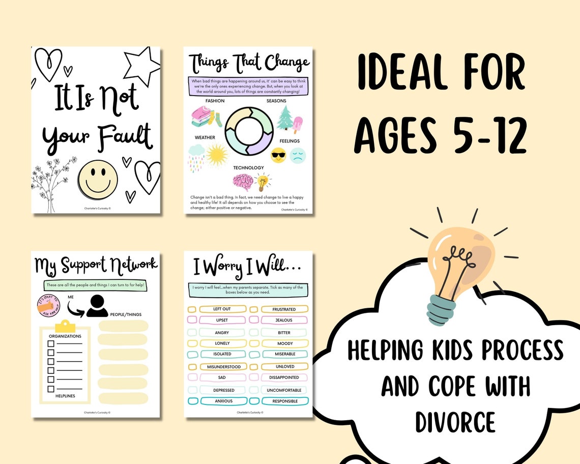 Divorce Worksheets for Kids, Separation Journal, Divorce Workbook ...