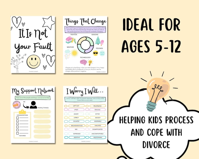 Divorce Worksheets for Kids, Separation Journal, Divorce Workbook ...