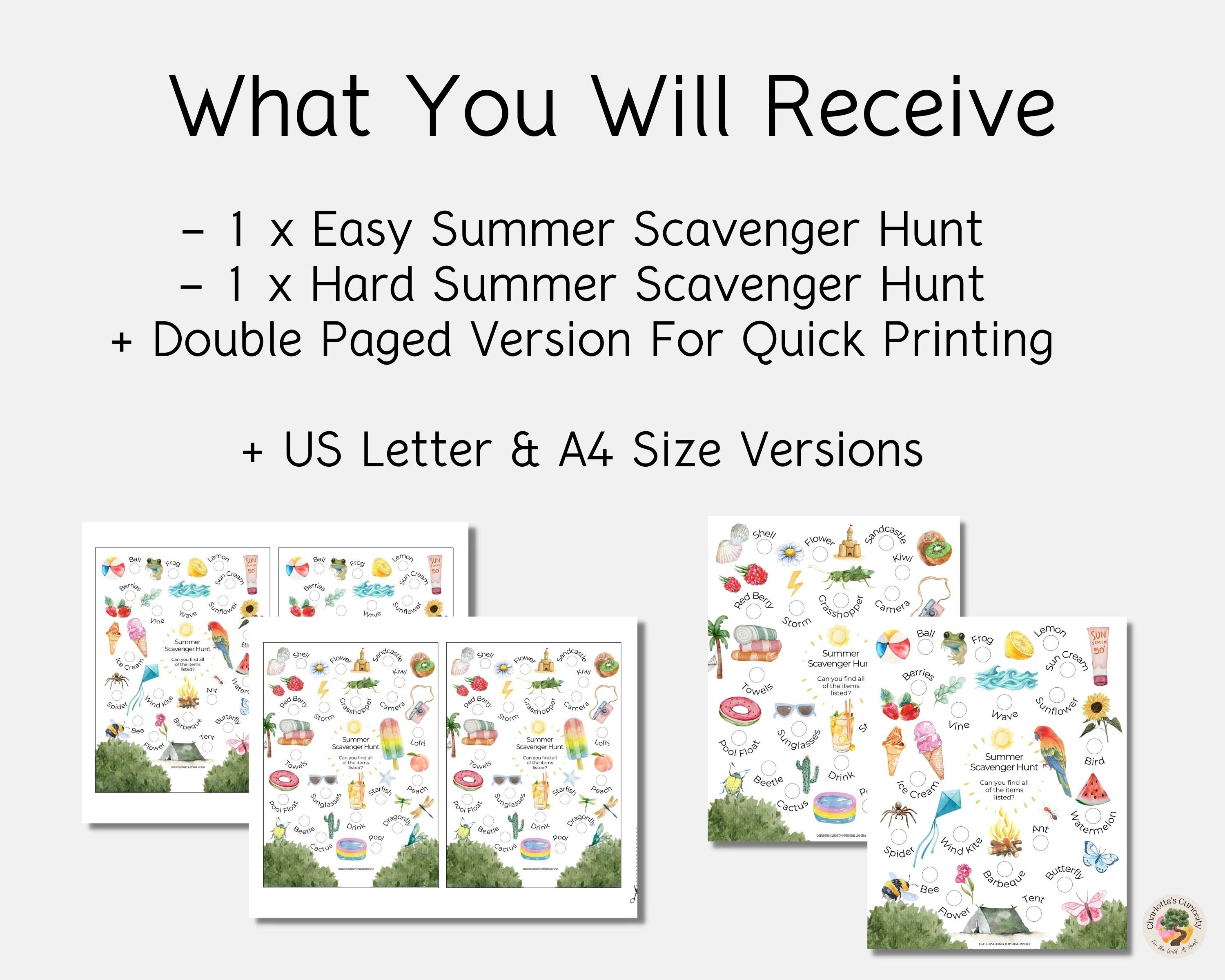 Summer Scavenger Hunt, Printable Outdoor Scavenger Hunt, Summer ...