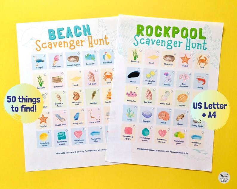 Beach Scavenger Hunt, Beach Treasure Hunt for Kids, Outdoor Treasure ...