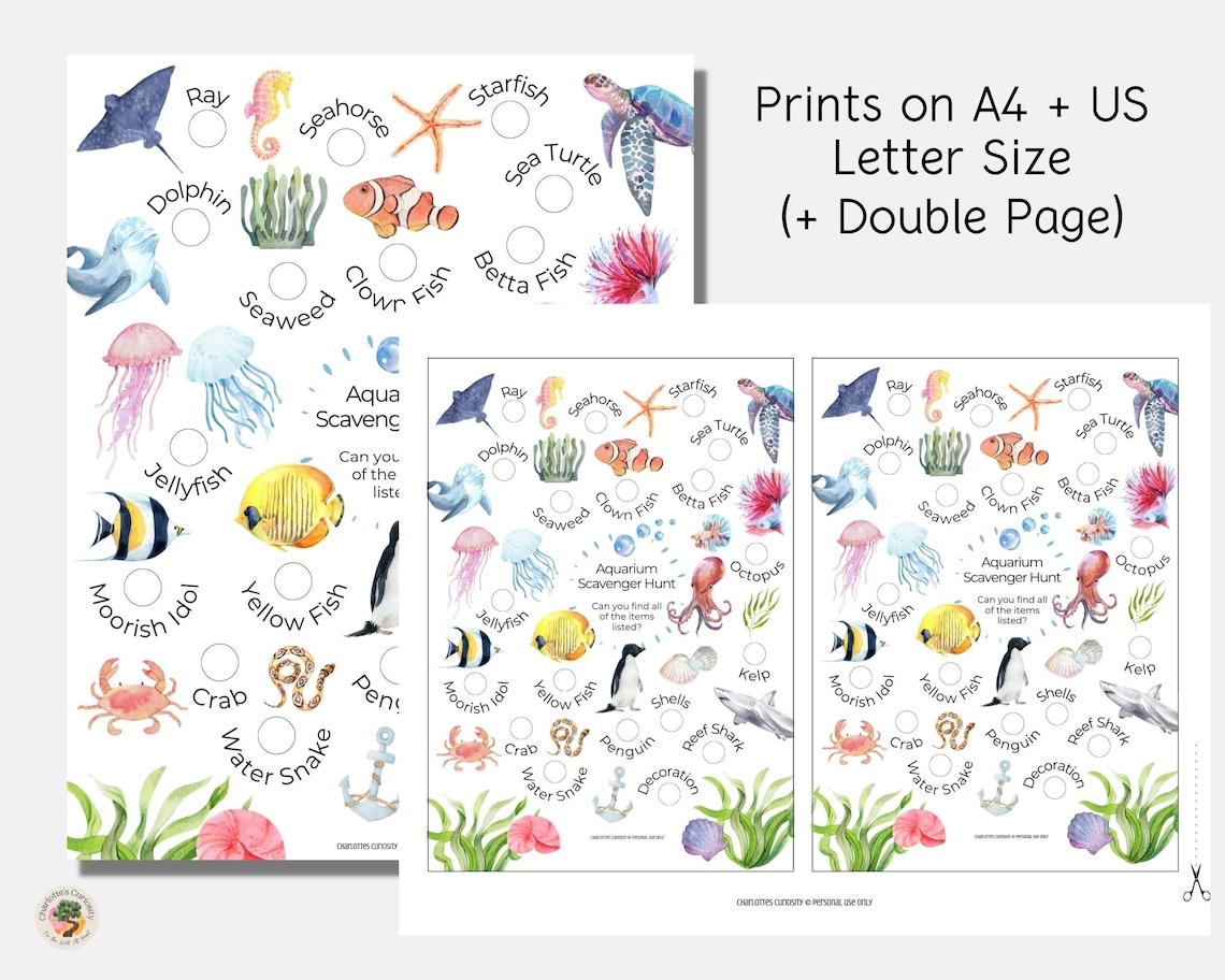 Printable Scavenger Hunt, Aquarium Scavenger Hunt, Under the Sea Party ...