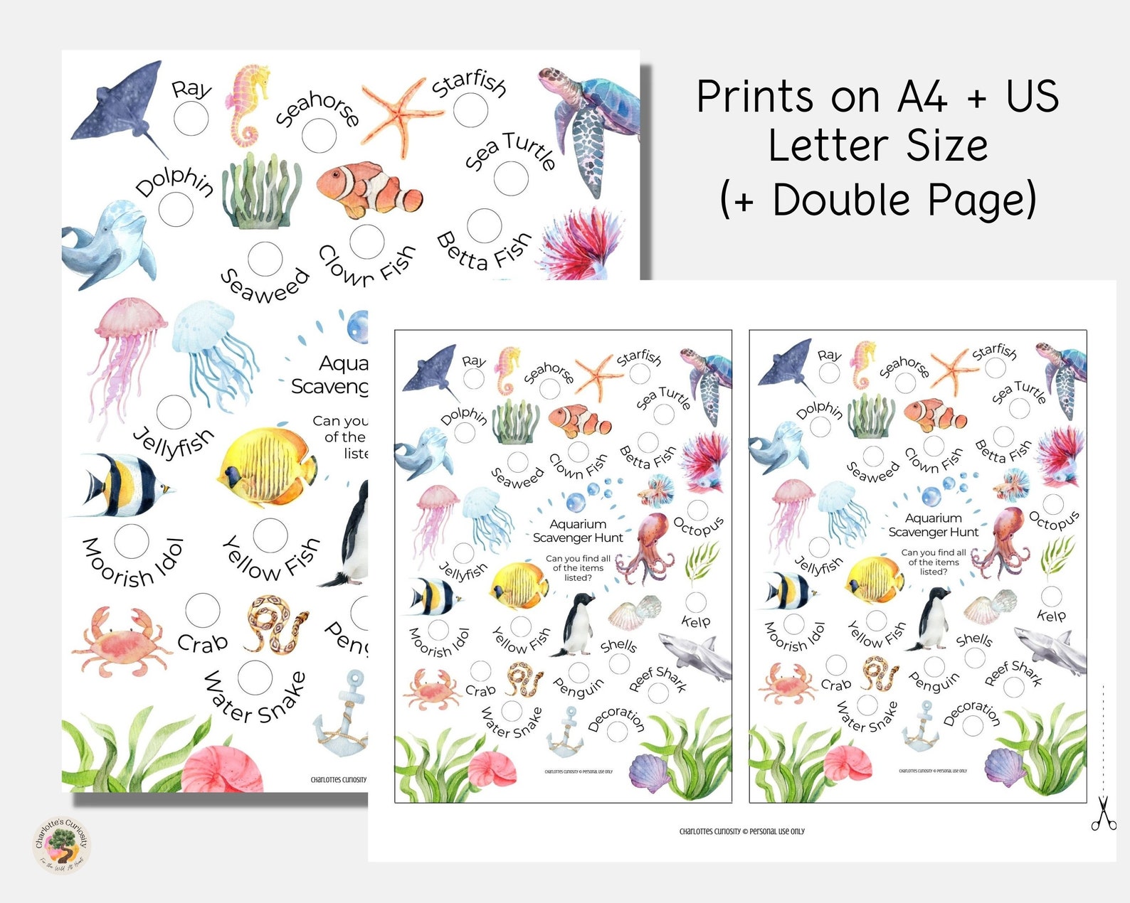 Printable Scavenger Hunt, Aquarium Scavenger Hunt, Under the Sea Party ...