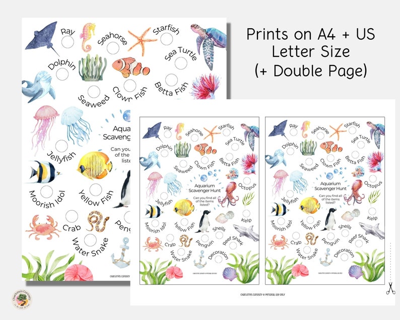 Printable Scavenger Hunt, Aquarium Scavenger Hunt, Under the Sea Party ...