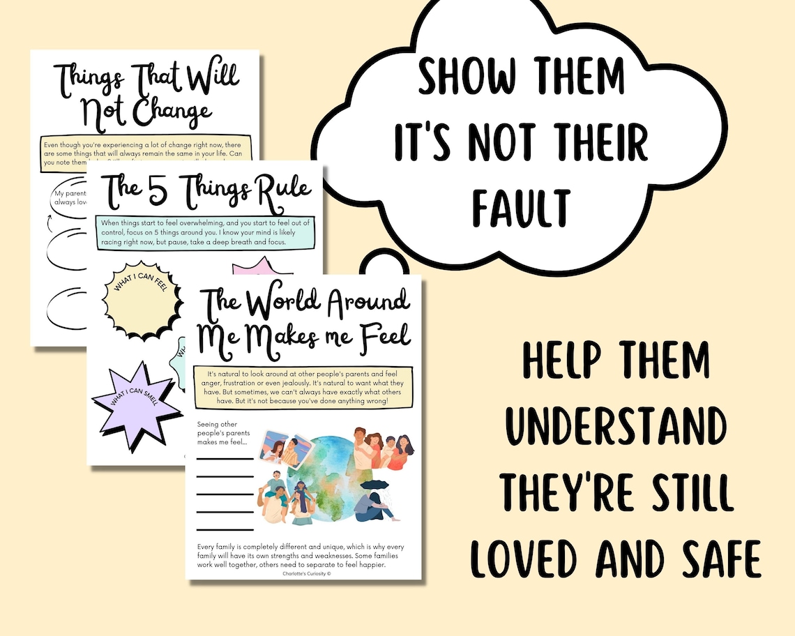 Divorce Worksheets for Kids, Separation Journal, Divorce Workbook ...