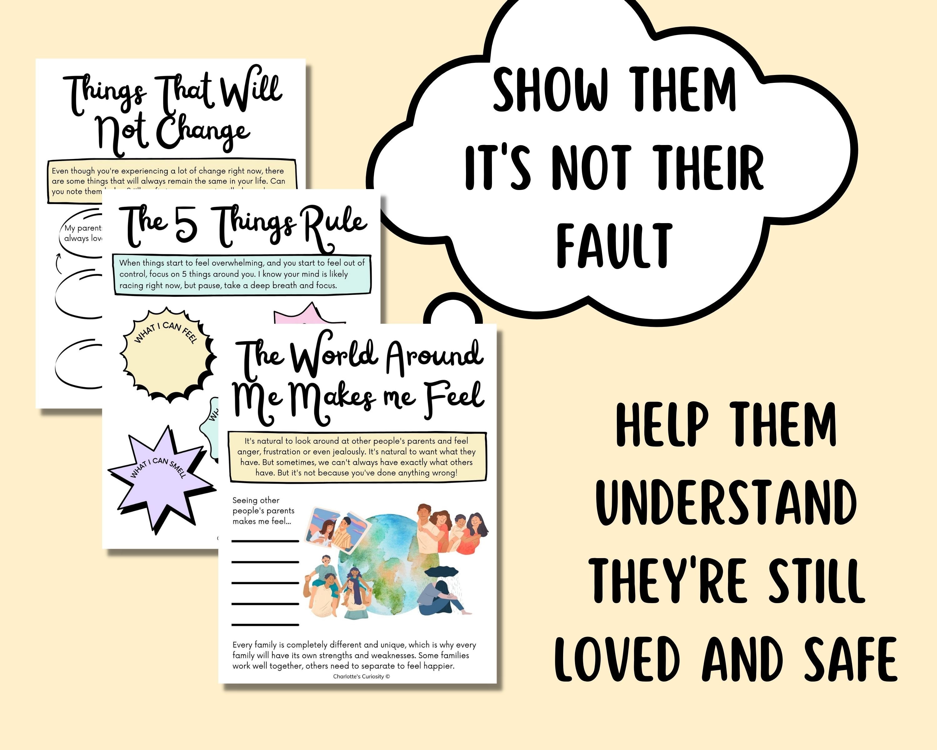 Divorce Worksheets for Kids, Separation Journal, Divorce Workbook ...