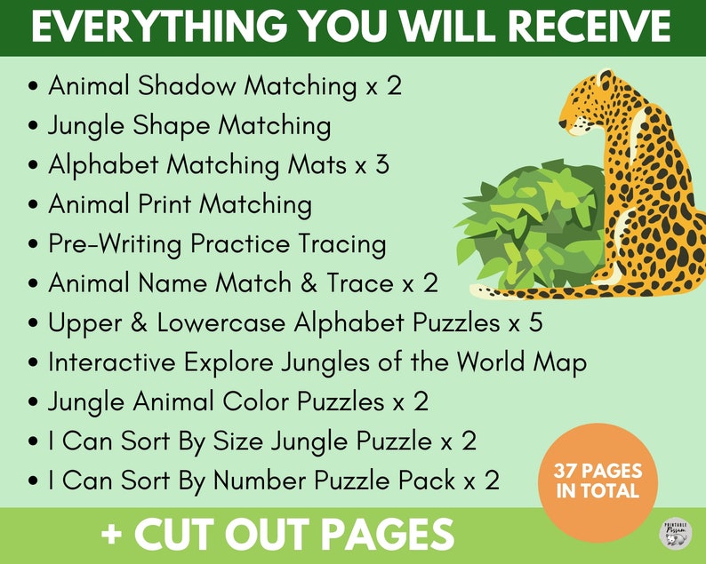 Jungle Animal Busy Book, Busy Book Printable, Printable Busy Book ...