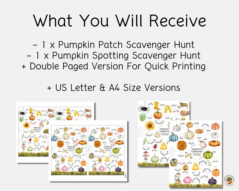 Pumpkin Patch Scavenger Hunt for Kids, Printable Fall Scavenger Hunt ...