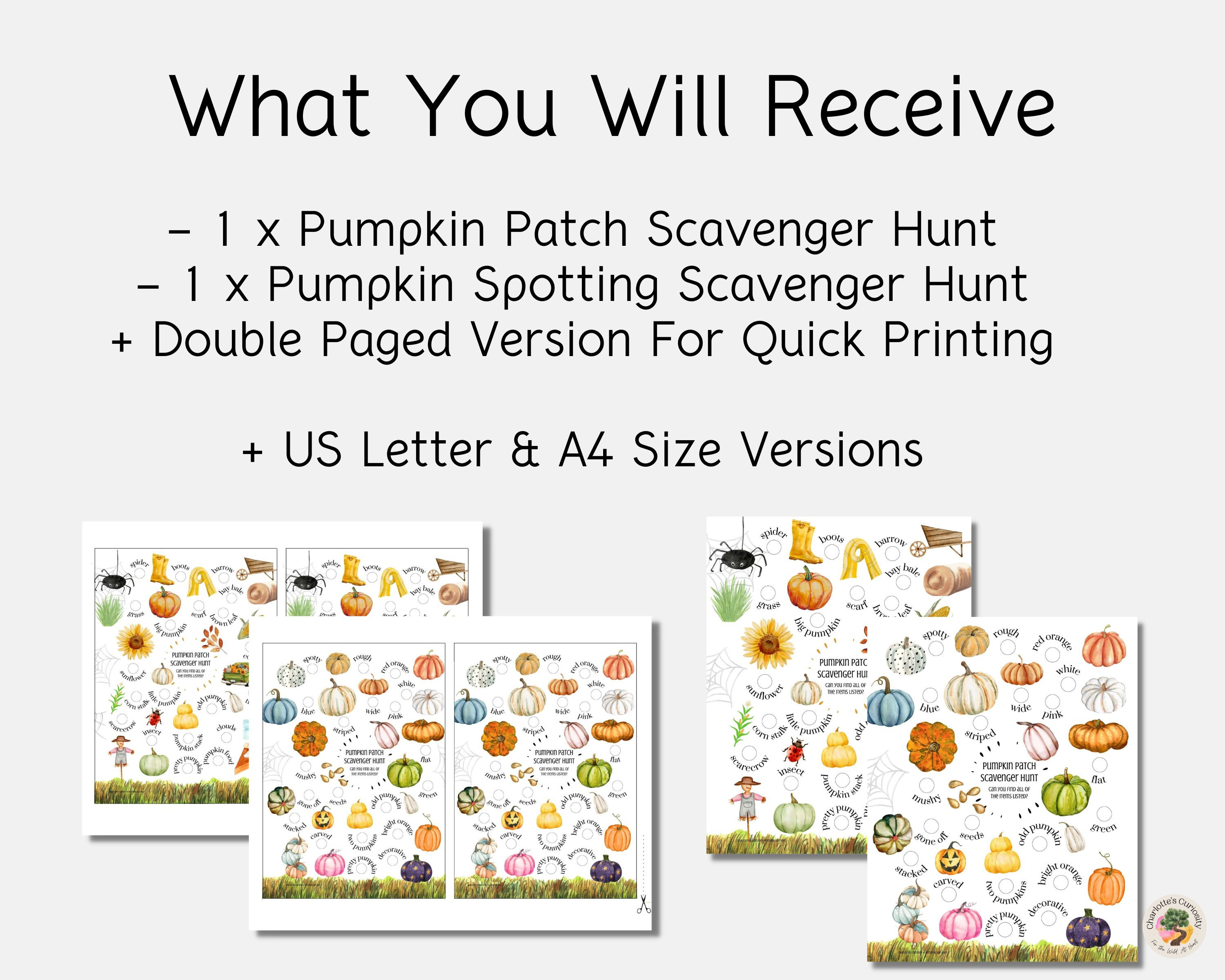 Pumpkin Patch Scavenger Hunt for Kids, Printable Fall Scavenger Hunt ...