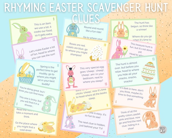 Rhyming Easter Scavenger Hunt Clues Easter Egg Hunt Clues - Etsy